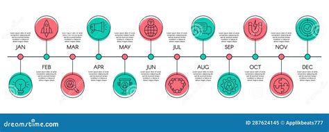 Timeline Chart Business Process Steps Workflow Time Scale And Infographic Chart Layout Vector