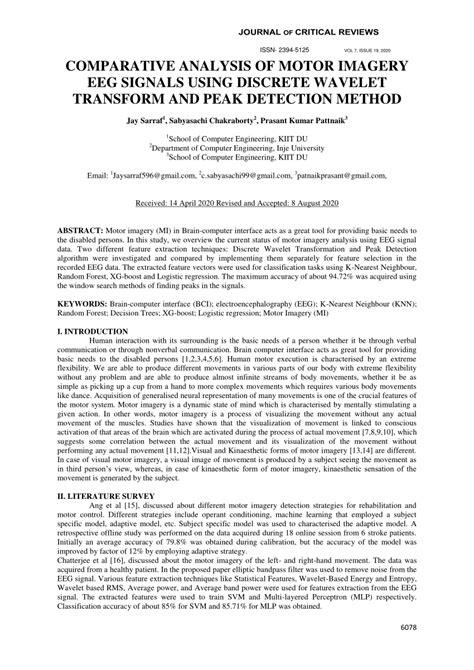 Pdf Comparative Analysis Of Motor Imagery Eeg Signals Using Discrete