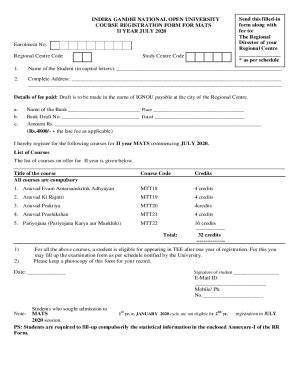 Fillable Online Ignou UNIVERSITY APPLICATION FORM Fax Email Print PdfFiller
