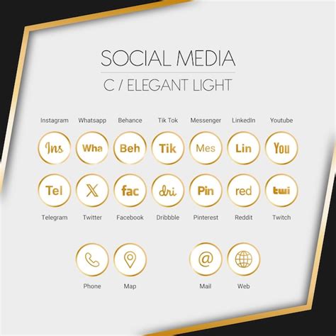 Premium Vector Social Media Icons Circle Elegant Light