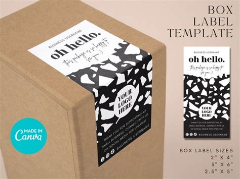 Editable Box Label Template Box Seal Label Custom Branding Etsy