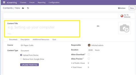 Creating New Content In Odoo 16 E Learning App Odoo V16 Community