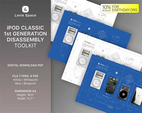 Ipod Classic 1st Gen Teardown Template Blueprint Style Digital