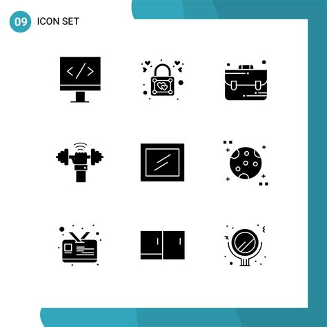 Set Of 9 Modern Ui Icons Symbols Signs For Astronomy Interior Briefcase Sport Lifting Editable