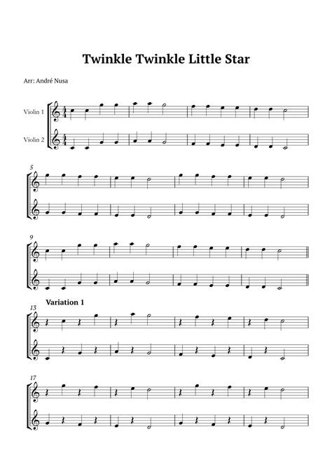 Twinkle Twinkle Little Star Variations Arr André Nusa By Traditional