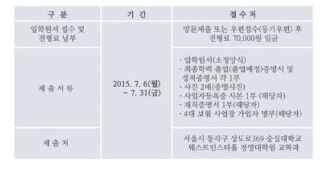 숭실대 경영대학원 프로젝트경영학과pm 가을학기 석사과정 모집
