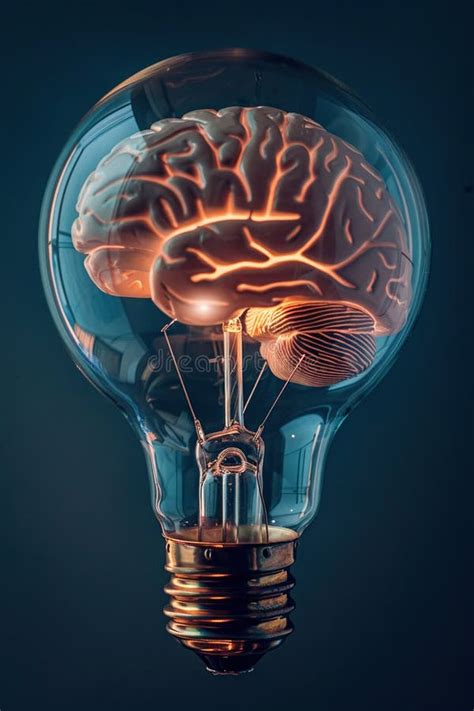 Lightbulb With Brain Inside Of It Creative Ideas Concept Generative Ai Stock Image Image Of