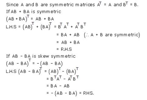 If A And B Are Symmetric Matrices Of The Same Order Then Show That CBSE Class Maths Learn