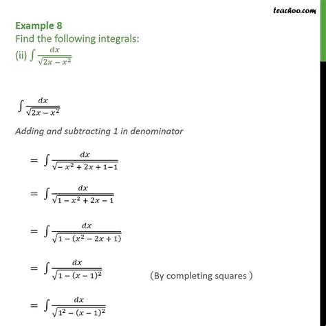 Example 8 Ii Find Integration Dx Root 2x X2 Integration By S
