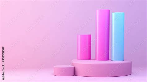 Colorful 3d Bar Graph On A Soft Gradient Background Representing Data Growth And Statistics In