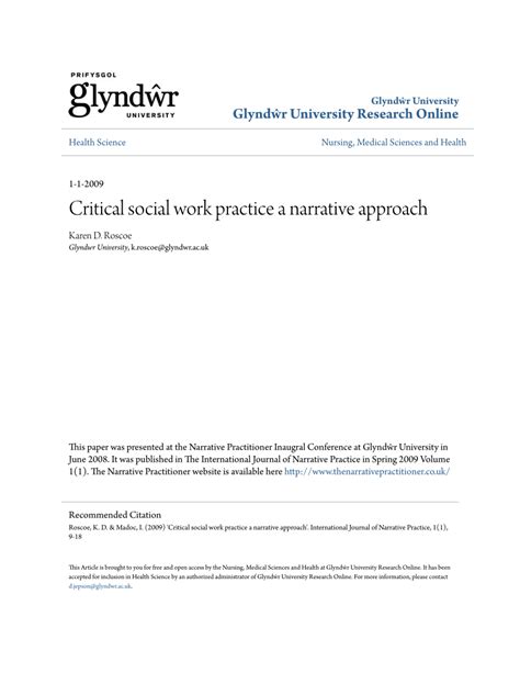 Pdf Critical Social Work Practice A Narrative Approach