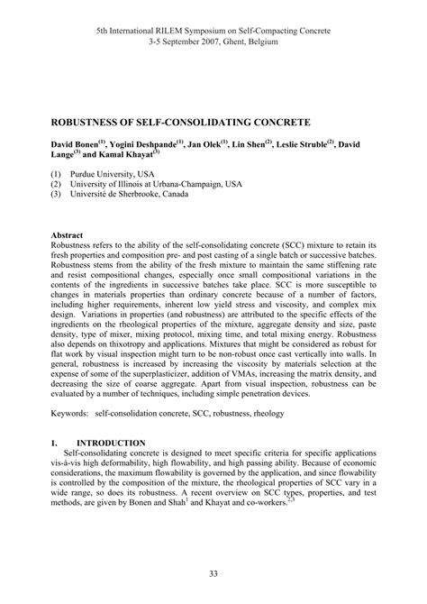 Pdf Robustness Of Self Consolidating Concrete