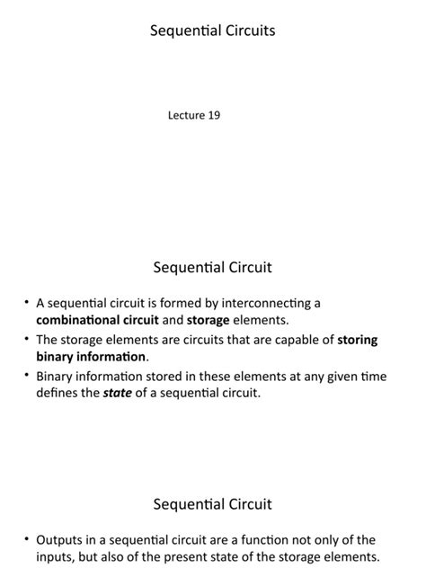 Dld Lecture 19 20 Sequentail Circuits Latches Pdf