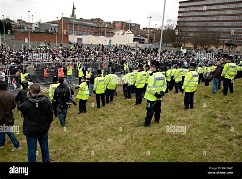 English Defense League Right Wing Protest Again Mosque In Dudley March