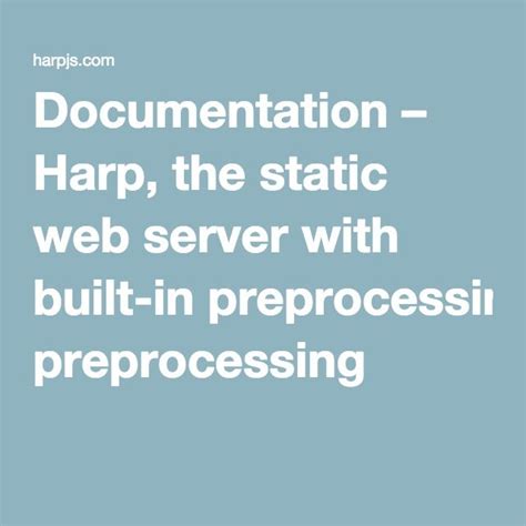Documentation Harp The Static Web Server With Built In Preprocessing