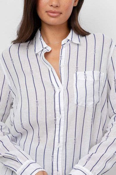 Charli Pineapple Stripe Button Down Stunning Tops Front Twist Top Mixing Fabrics
