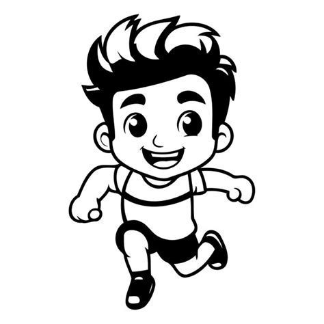 Векторная иллюстрация мальчика бегущего изолированно на белом фоне Премиум векторы