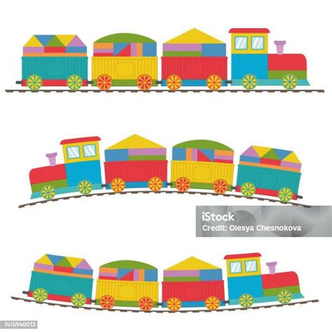 큐브가 적재 된 마차가있는 나무 열차 평면 스타일의 컬러 벡터 일러스트 레이 션 0명에 대한 스톡 벡터 아트 및 기타 이미지