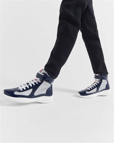 Royal Bluesilver Prada Americas Cup High Top Sneakers Prada