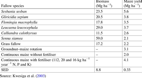 Aboveground Biomass At The End Of 3 Years Fallow Period And Maize