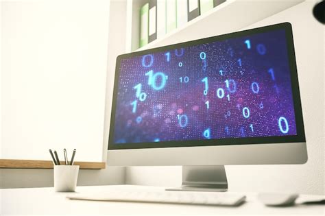 Premium Photo Creative Abstract Binary Code Sketch On Modern Laptop