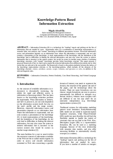 Pdf Knowledge Pattern Based Information Extraction