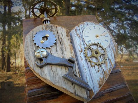 Steampunk Heart Wall Art Industrial Upcycled Assemblage Ooak Folk Rustic Decor