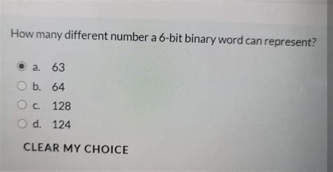 Solved How Many Different Number A 6 Bit Binary Word Can