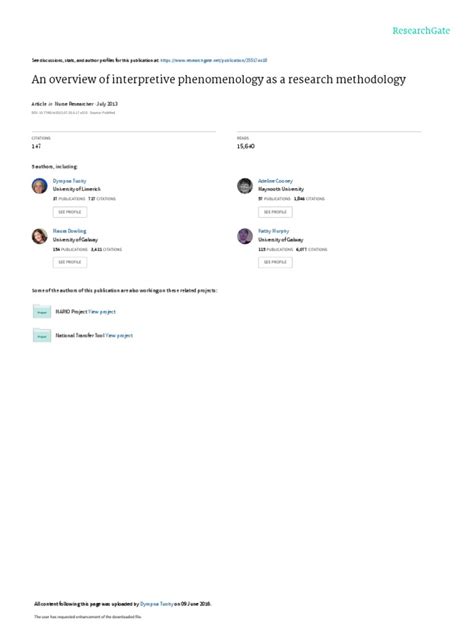 An Overview Of Interpretive Phenomenology As A Research Methodology