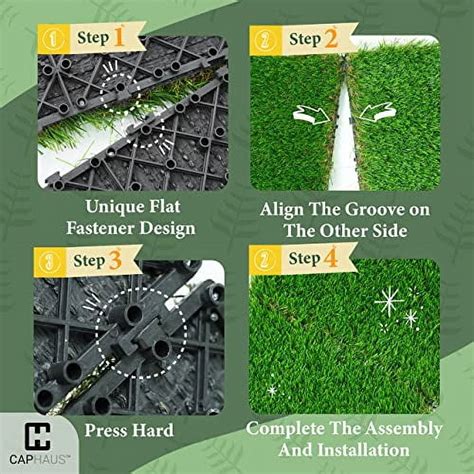 Caphaus Artificial Grass Turf Tiles For Patio Self Draining