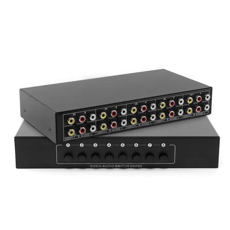YiBiChin 8 In 2 Out 8 Way Composite AV Switcher 3 RCA Video L R Audio Switch Box Selector 8 In 2