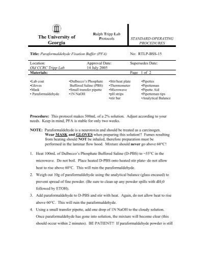 Paraformaldehyde Fixation Buffer Pfa