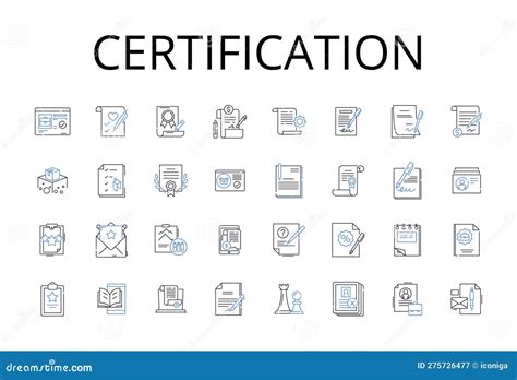 Certification Line Icons Collection Approval Accreditation Authentication Authorization