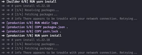Nodejs How To Solve Network Connection When Run Yarn Install In Docker Image Build Stack