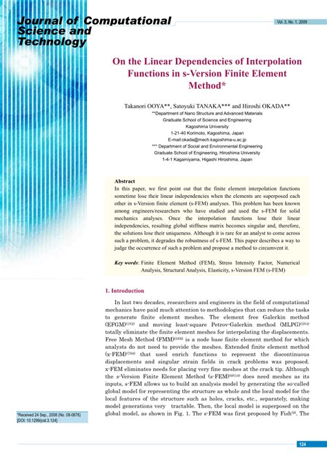 Pdf On The Linear Dependencies Of Interpolation Functions In S Version Finite Element Method