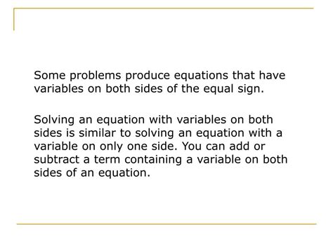 PPT Solving Equations With Variables On Both Sides PowerPoint Presentation ID