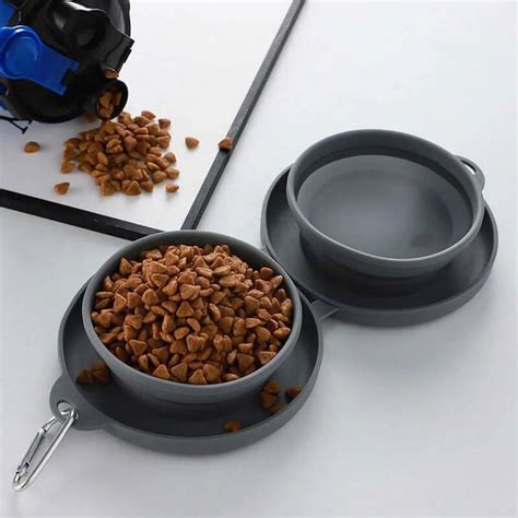 Badu Bg Сгъваеми купи за кучета Силиконова удебелена двойна купа за домашни любимци На открито