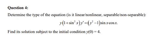 Solved Determine The Type Of The Equation Is It