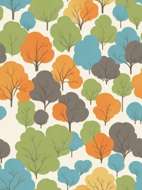 Premium AI Image Tree Seamless Pattern