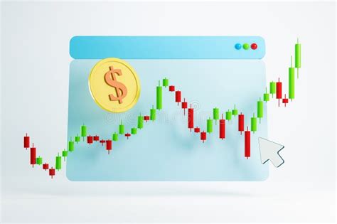 3d Rendering Of Forex Candlestick Chart With Dollar Coin Symbol 3d