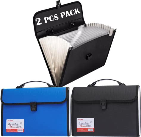 2 Pack 13 Pockets Expanding File Folder Organiser With Handle Tranbo Accordion File Organiser