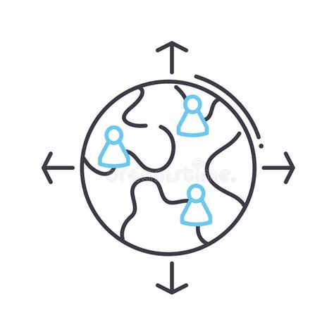 Global Outsource Line Icon Outline Symbol Vector Illustration Concept Sign Stock Vector