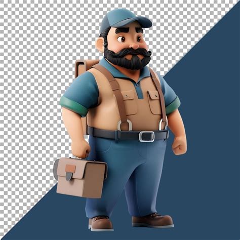투명한 배경에 배달 소년 만화의 3d 렌더링 Ai 생성 프리미엄 Ai 생성 Psd