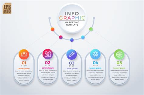 인포 그래픽 비즈니스 다채로운 템플릿 벡터 디자인 서클 아이콘 5 옵션 또는 고립 된 최소 스타일의 단계 마케팅 프로세스 워크플로 프레젠테이션 레이아웃 순서도 인쇄 광고에