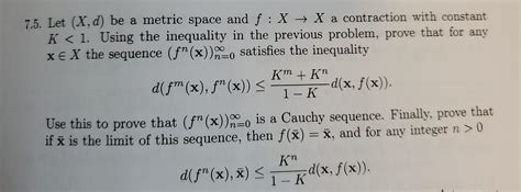 Solved Let X D Be A Metric Space And F XX A Chegg