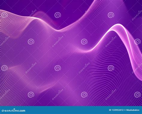 3d Visualization Of Sound Waves Big Data Or Information Concept Pink Chart Stock Vector