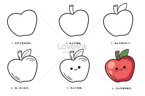 蘋果簡筆畫教程圖片素材 Psd圖片尺寸3000 × 2000px 高清圖案401707969