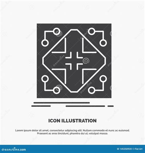 Data Infrastructure Network Matrix Grid Icon Glyph Vector Gray
