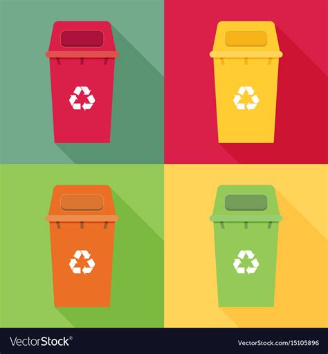 Waste Sorting Garbage Bin Set Waste Management Vector Image