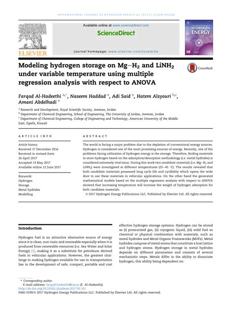 Pdf Modeling Hydrogen Storage On Mgh 2 And Linh 2 Under Variable